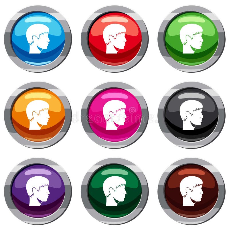 Man head set 9 collection stock vector. Illustration of hairstyle ...