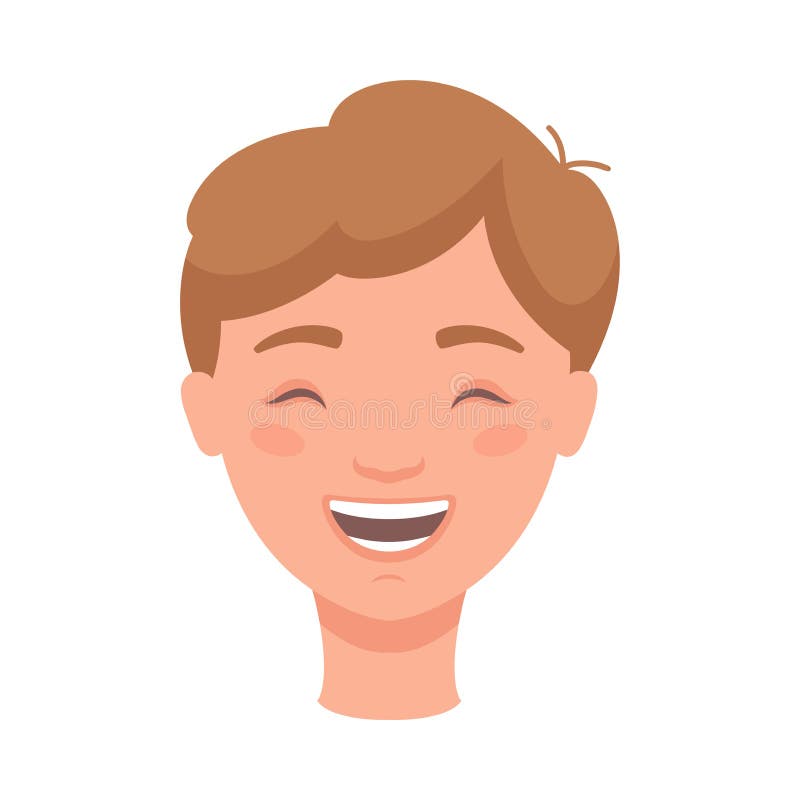 Man Head Showing Happy Face Expression and Emotion Laughing Front ...