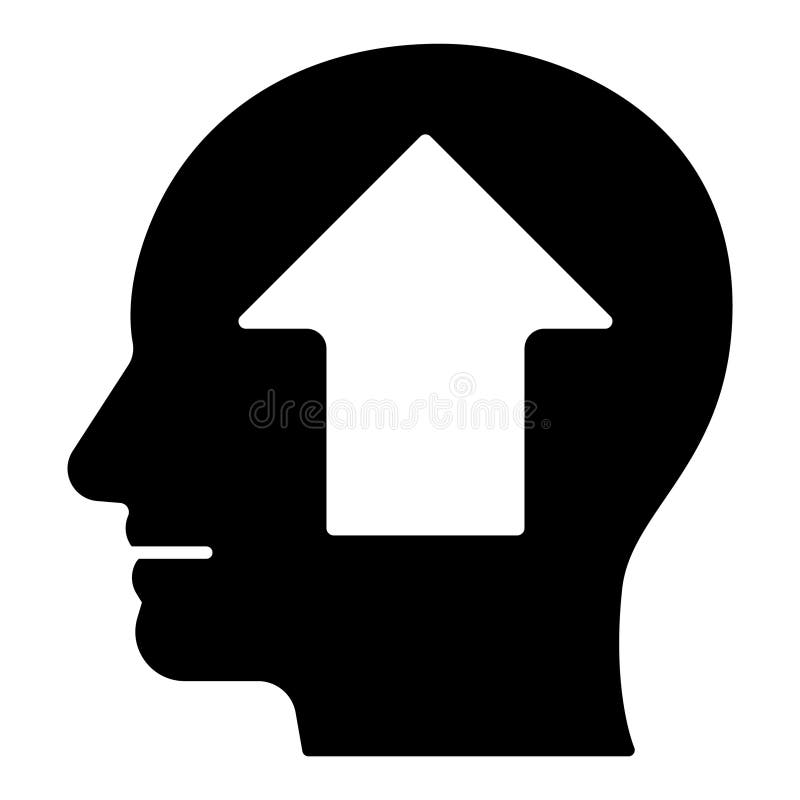 Man Head with Up Arrow Solid Icon, Psychology Concept. Vector Graphics ...