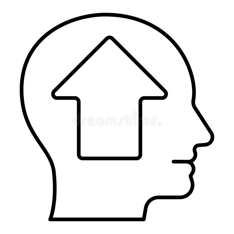 Man Head with Up Arrow Thin Line Icon, Psychology Concept. Vector ...