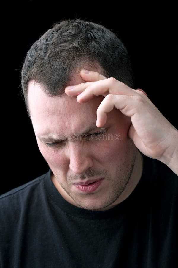 Man with Headache or Migraine Pain Stock Image - Image of anguish, loss ...