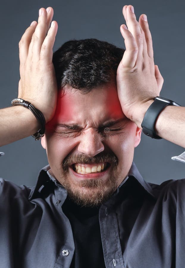 Man with a headache stock image. Image of portrait, person - 158678117