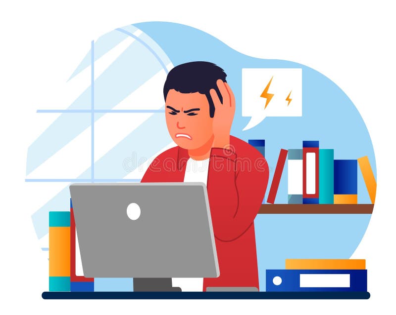 Man with headache stock vector. Illustration of graphic - 276952187