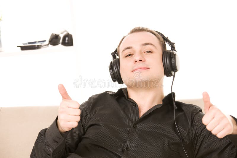 Man in headphones stock image. Image of casual, audio - 40815285