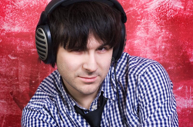 Man in Headphones Listening Music Stock Photo - Image of handsome ...