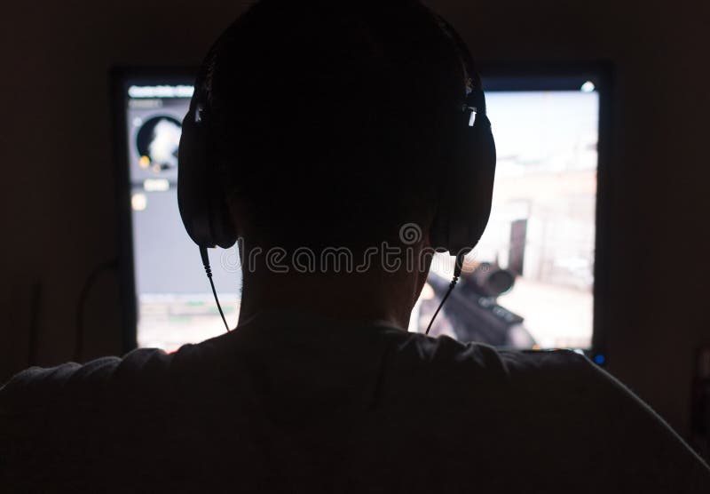 Man playing computer game. stock photo. Image of leisure - 114281536