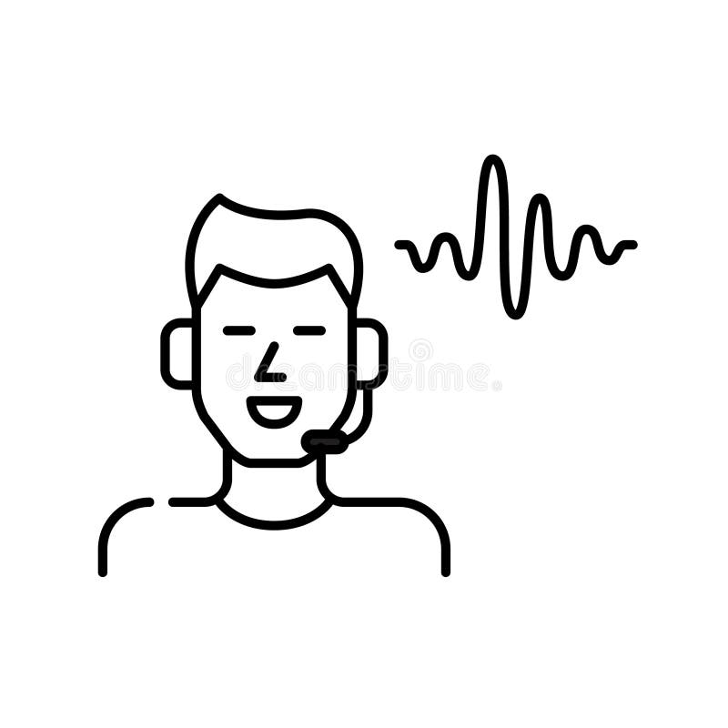 Man in Headphones Speaking with Sound Wave Visualising Her Speech ...