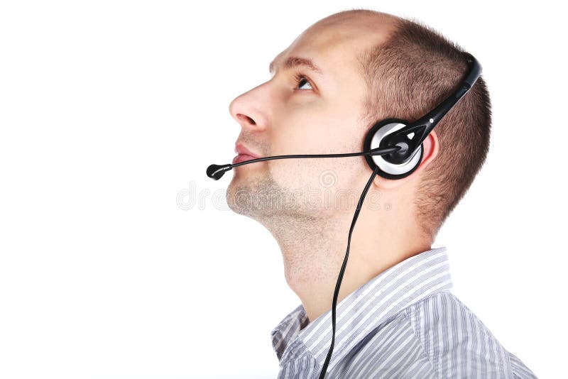 Man with headset stock image. Image of shirt, adult, telephone - 13466857