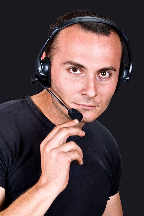 Man with headset stock photo. Image of listen, working - 2693884
