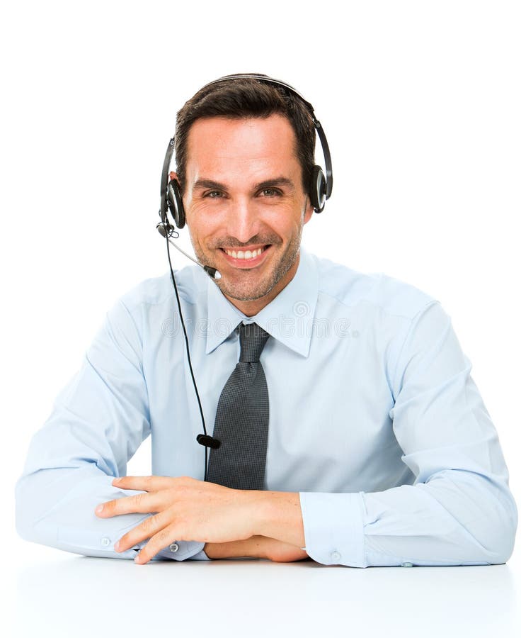 Man Headset Leaning His Desk Stock Photos - Free & Royalty-Free Stock ...