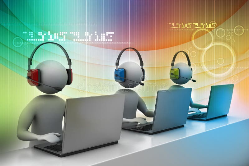 Man with Headset Talking Over the Phone Stock Illustration ...