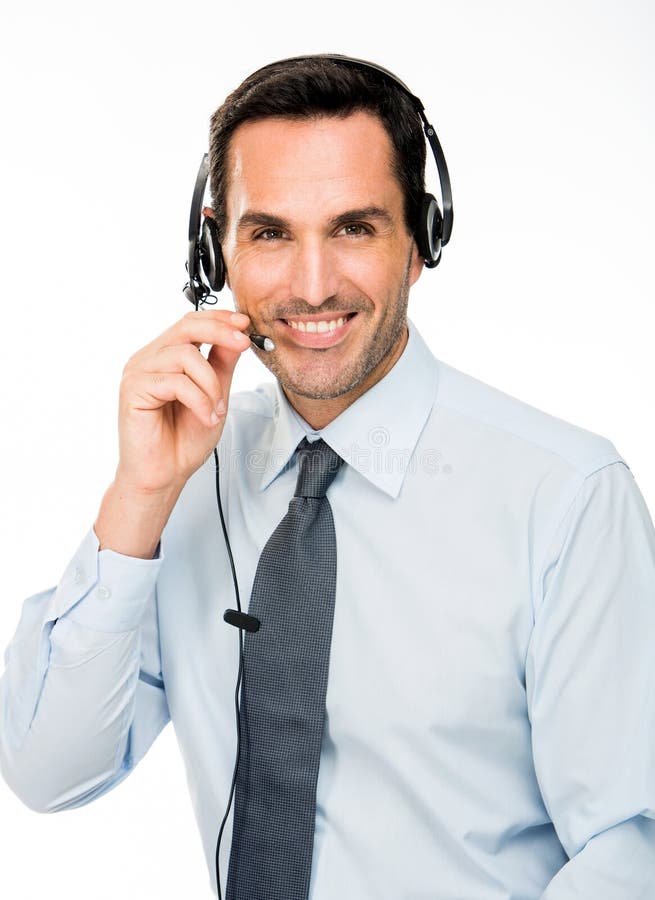 Man with Headset Working As a Call Center Operator Stock Image - Image ...