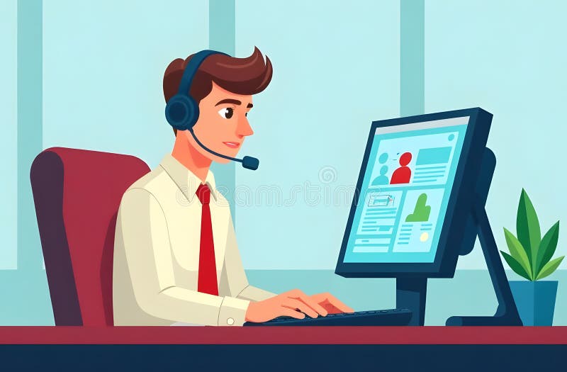 656 Cartoon Man Working Computer Stock Photos - Free & Royalty-Free ...