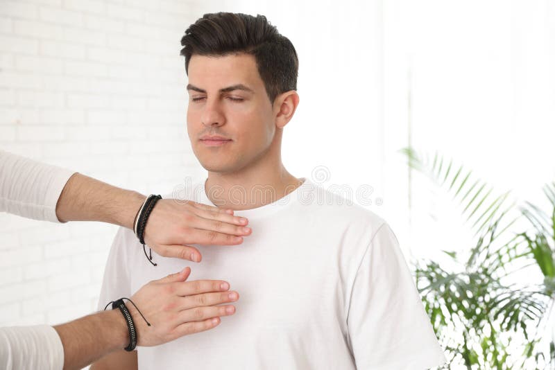 Healing Session Bathed in Pink Energy Stock Photo - Image of healing ...