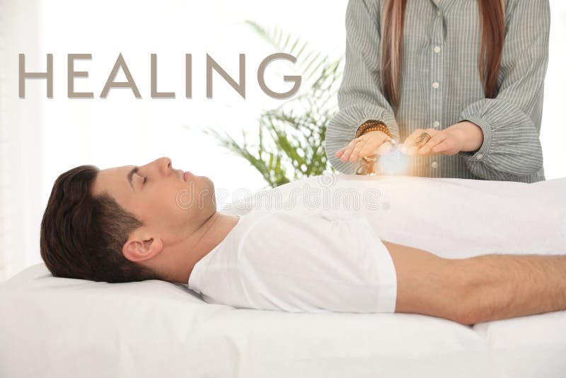 Man during Healing Session in Therapy Room Stock Image - Image of ...