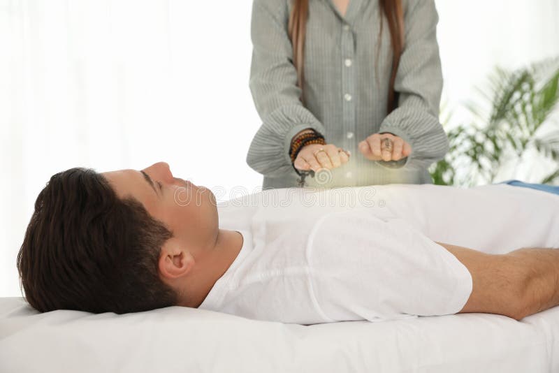 Man during Healing Session in Room Stock Image - Image of chakra, power ...