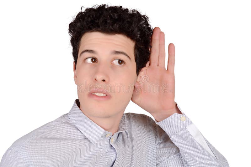 Man hearing something. stock photo. Image of communication - 95044926