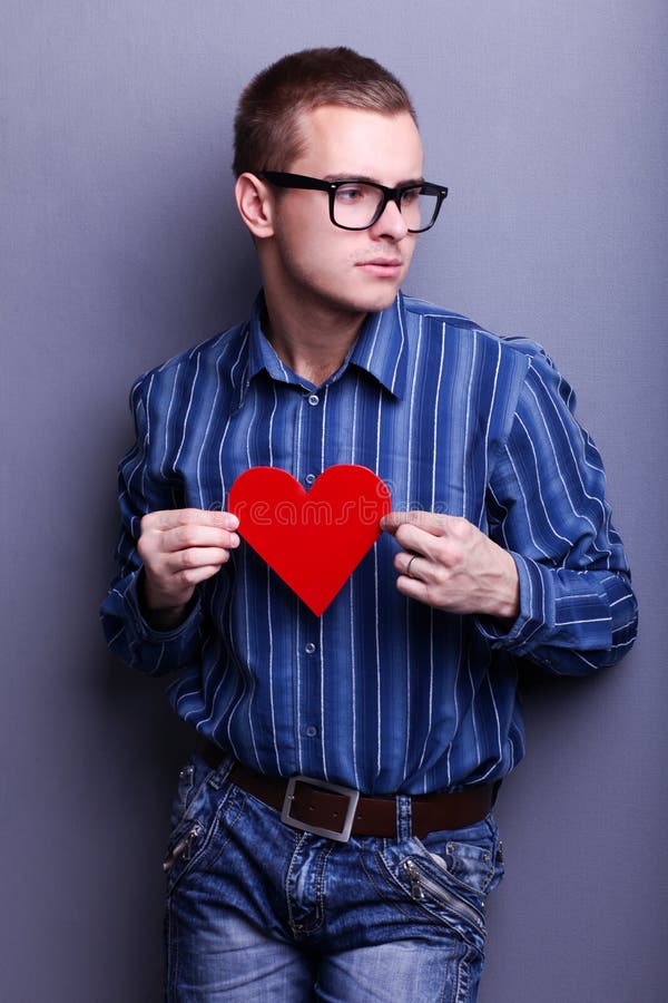 Man with heart stock photo. Image of male, young, handsome - 29584610