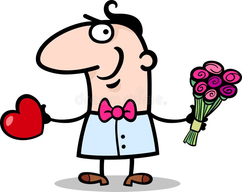 Man with Heart and Flowers Cartoon Stock Vector - Illustration of fall ...