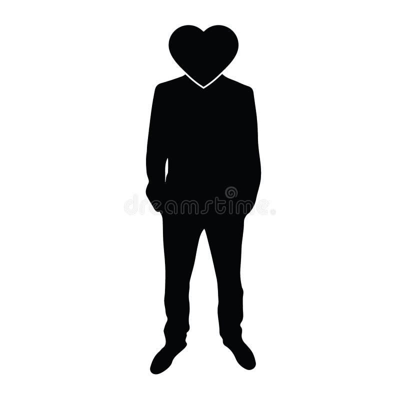 Man with Heart instead of the Head. Businessman Icon Stock Vector ...