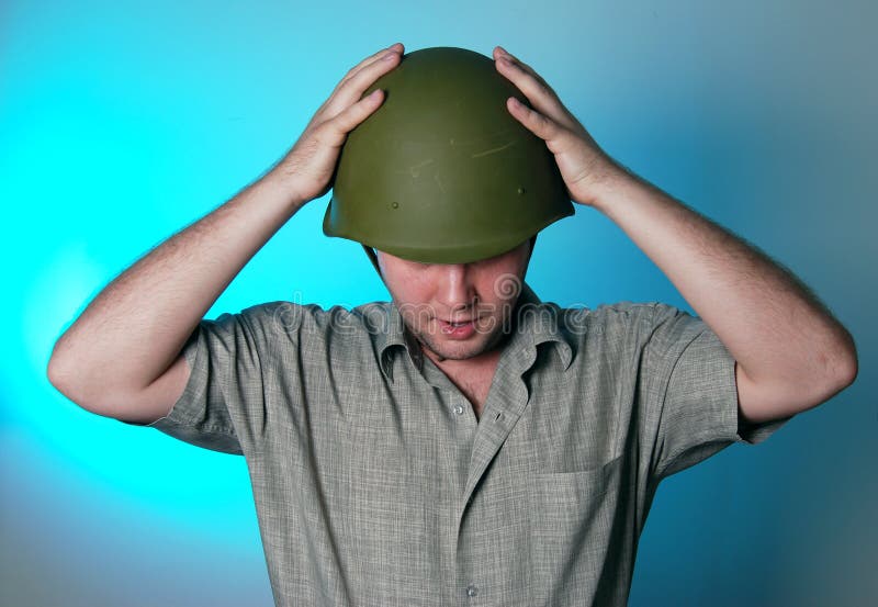 Man in helmet stock photo. Image of helmet, vintage, armed - 14334260