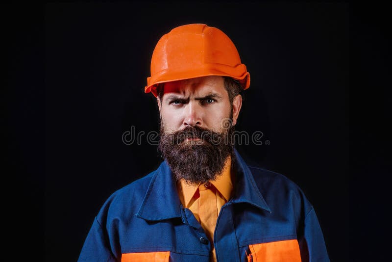 Man in Helmet, Builder with Building Equipment and Hardhat. Safety ...