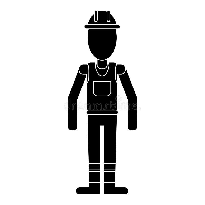 Man with Helmet Uniform Work Professional Contractor Pictogram Stock ...