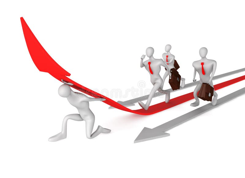 3d Man on the Red Arrow and His Competitors Stock Illustration ...