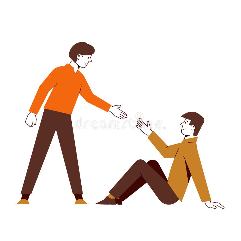 A Man Helps a Fallen Friend To Get Up. Stock Vector - Illustration of ...