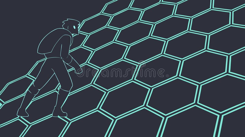 Man in Hexagon Network, Digital Connectivity Concept, Vector Design ...