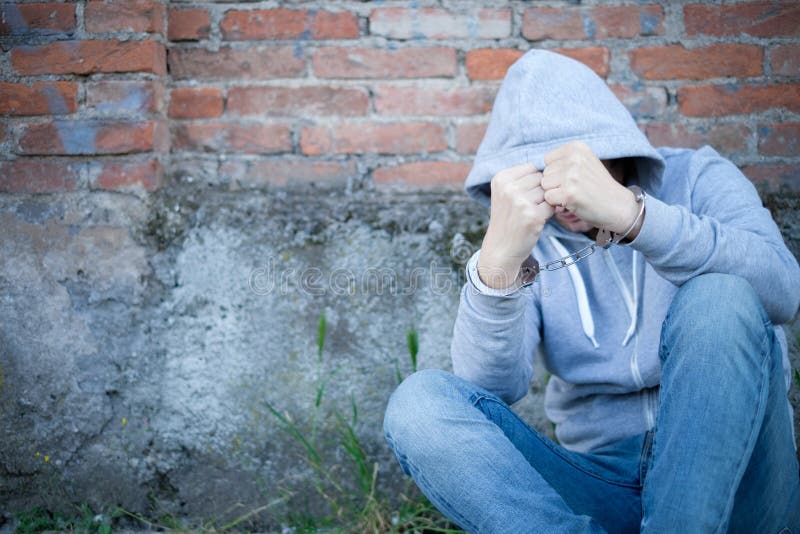Man with Hidden Face Caught with Handcuff Stock Photo - Image of ...