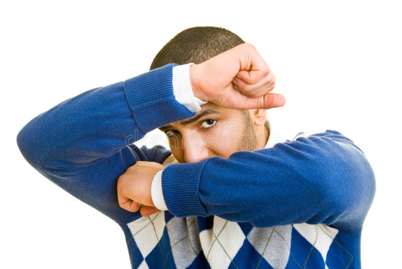 Man hiding stock image. Image of stubble, protection, defending - 9605201