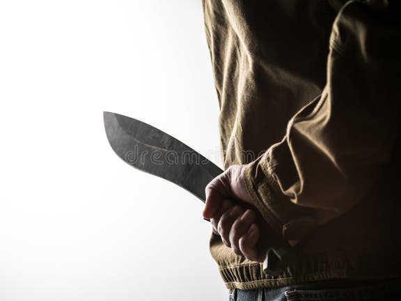 Man Holding a Machete Behind His Back Stock Image - Image of crime ...