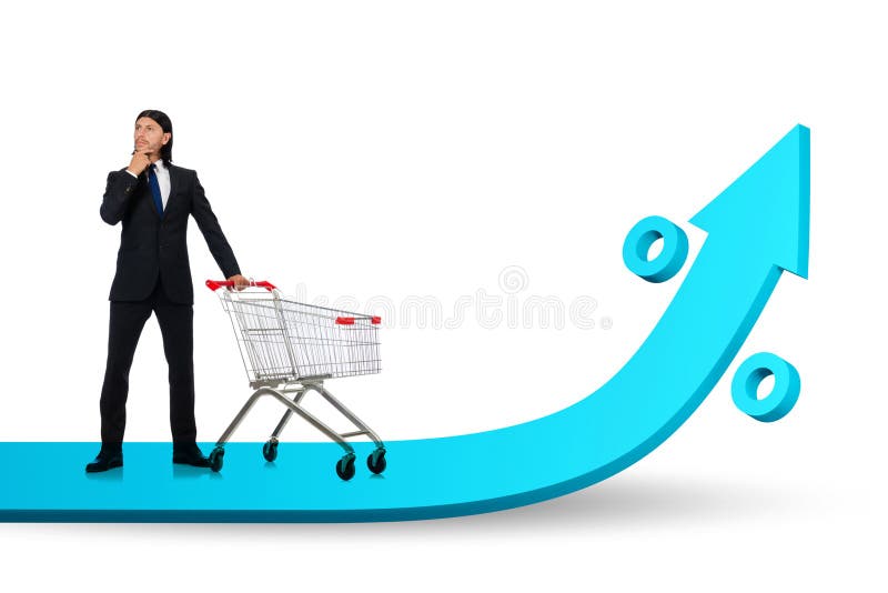 Man in High Grocery Inflation Concept Stock Photo - Image of percentage ...