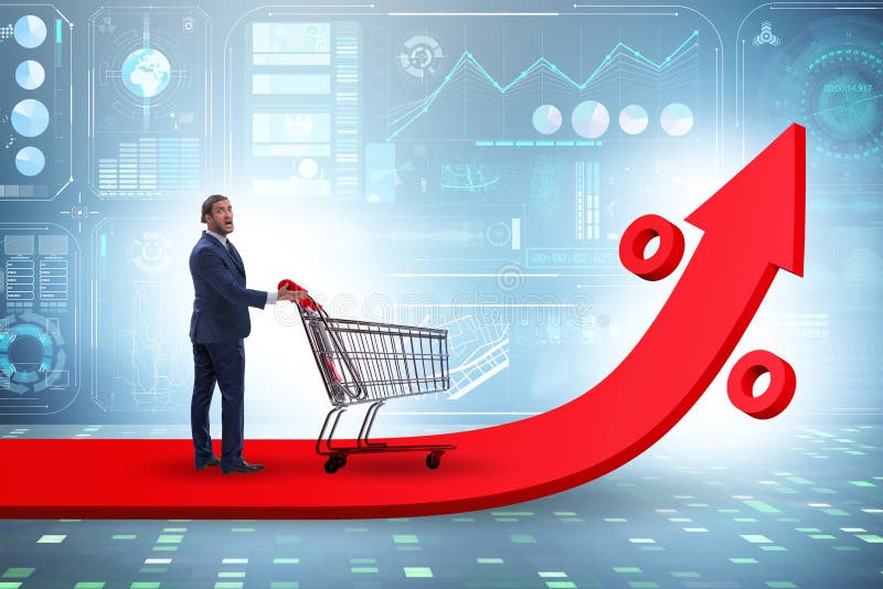 Man in High Grocery Inflation Concept Stock Photo - Image of growth ...