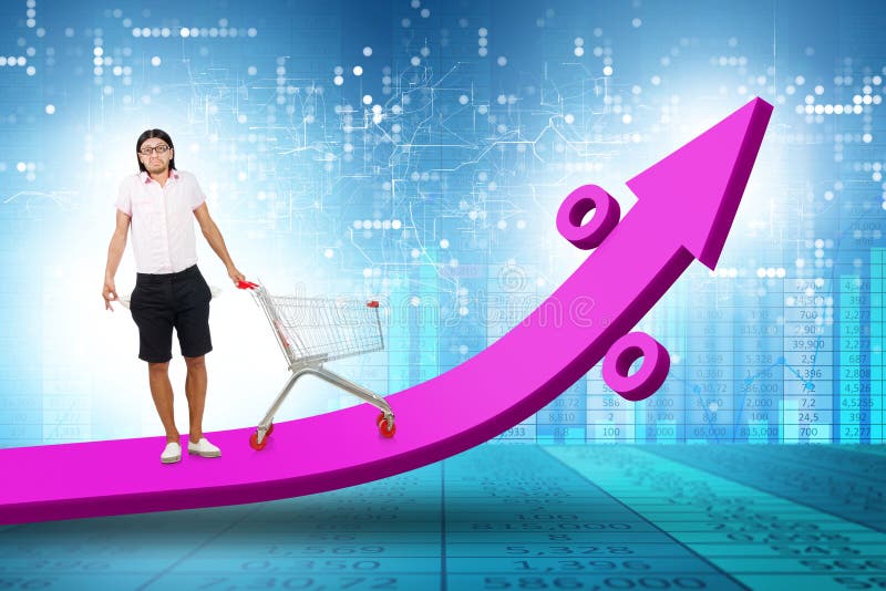 Man in High Grocery Inflation Concept Stock Image - Image of market ...