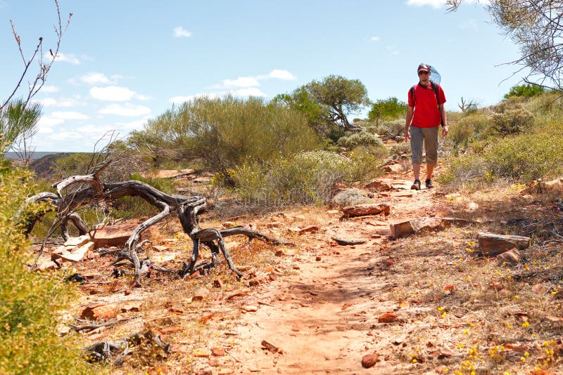 Man Hiking Australian Outback Stock Image - Image of cliff, mountain ...