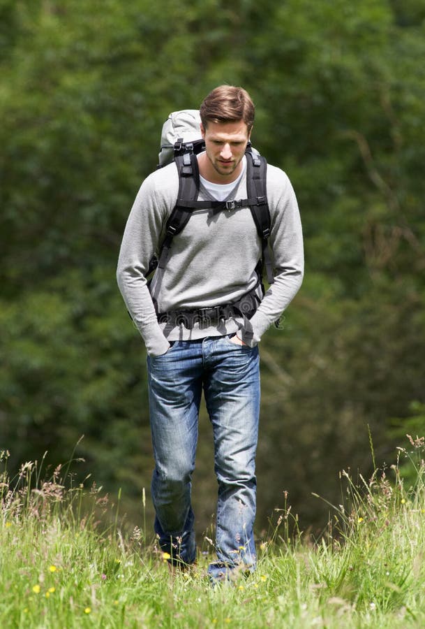 Man Hiking in Countryside stock photo. Image of exercise - 33075446