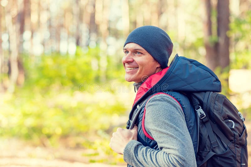 Man hiking stock image. Image of hiking, journey, camping - 60780433