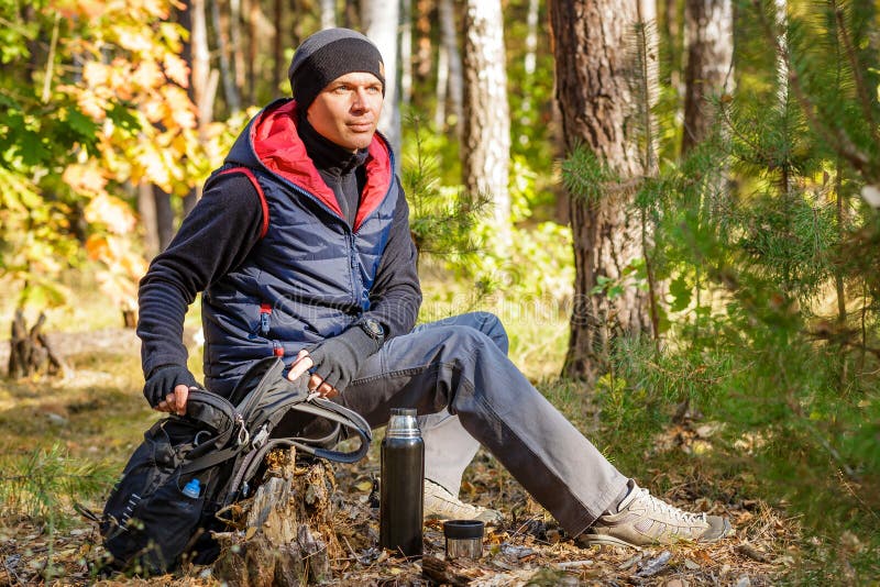 Man hiking stock photo. Image of active, lifestyle, person - 60780448