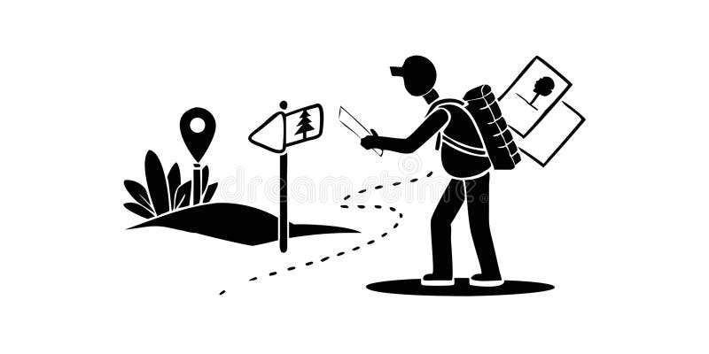 Man Hiking with Map, Outdoor Exploration, Vector Design Generative AI ...