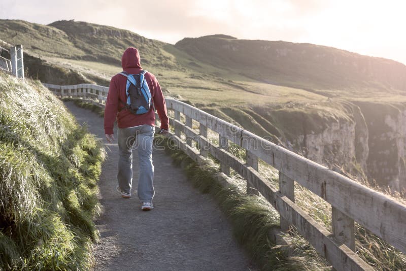 Man hiking stock image. Image of northern, trekking, sunrise - 47203747