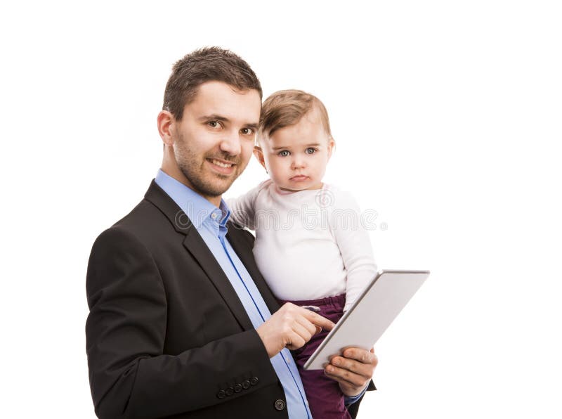 Man with his baby stock photo. Image of happy, internet - 37954316