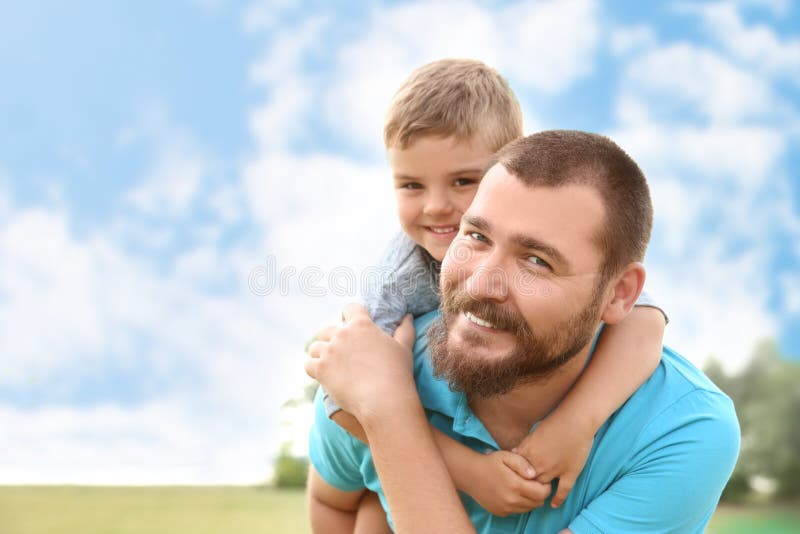 Man with His Child Outdoors. Stock Photo - Image of holiday, child ...