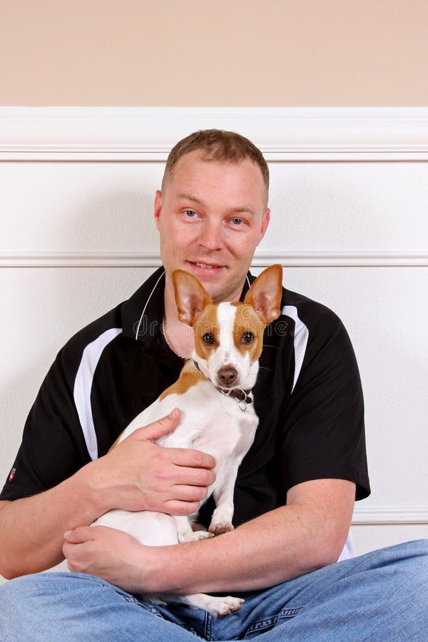 Man and his dog stock photo. Image of care, eyes, blue - 5234104