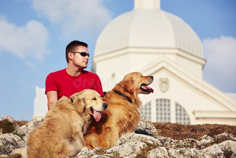 Man with his dogs stock photo. Image of mikulov, people - 58256528
