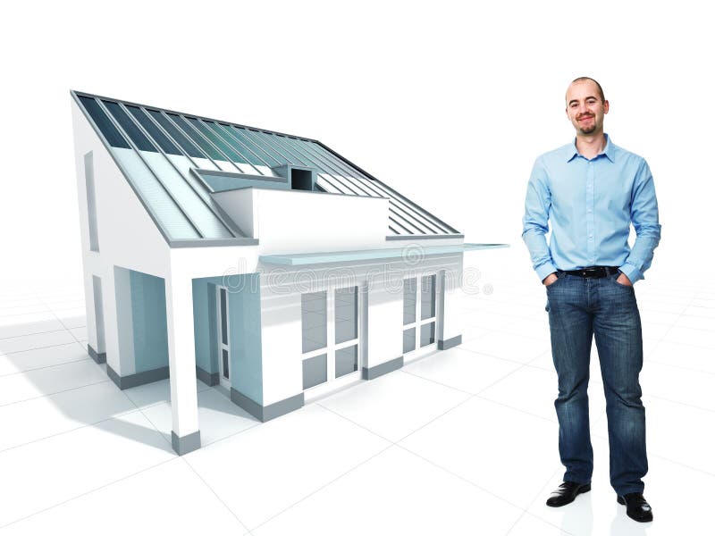 Man and his dream house stock image. Image of solar, stading - 18735449