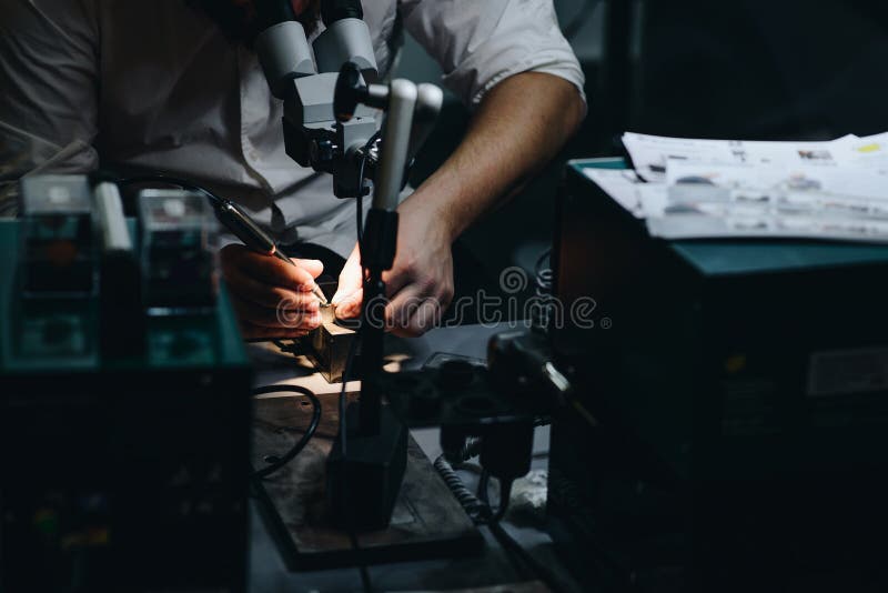 Man in His Electrical Workshop Stock Photo - Image of industrial ...