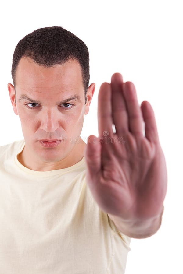 Man with His Hand Raised in Signal To Stop Stock Image - Image of ...