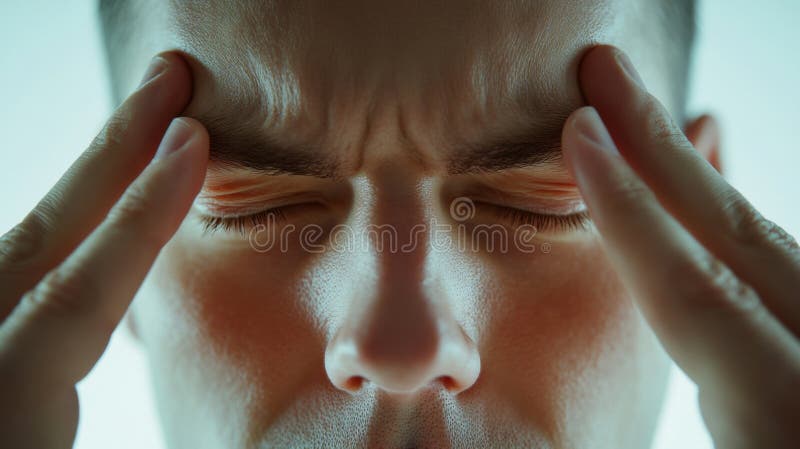 A Man with His Hands on His Face Expressing Deep Thought or Concern in ...